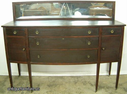 Antique Mahogany Bow Front Sideboard at AntiqueFurniture.US