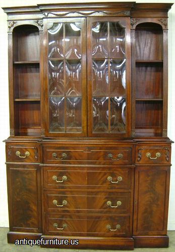 Antique Mahogany Breakfront at AntiqueFurniture.US