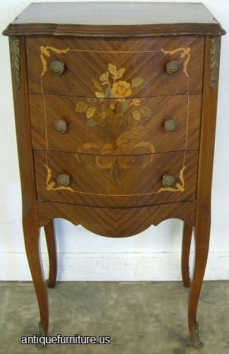 Antique Inlaid French Style Nightstand at AntiqueFurniture.US